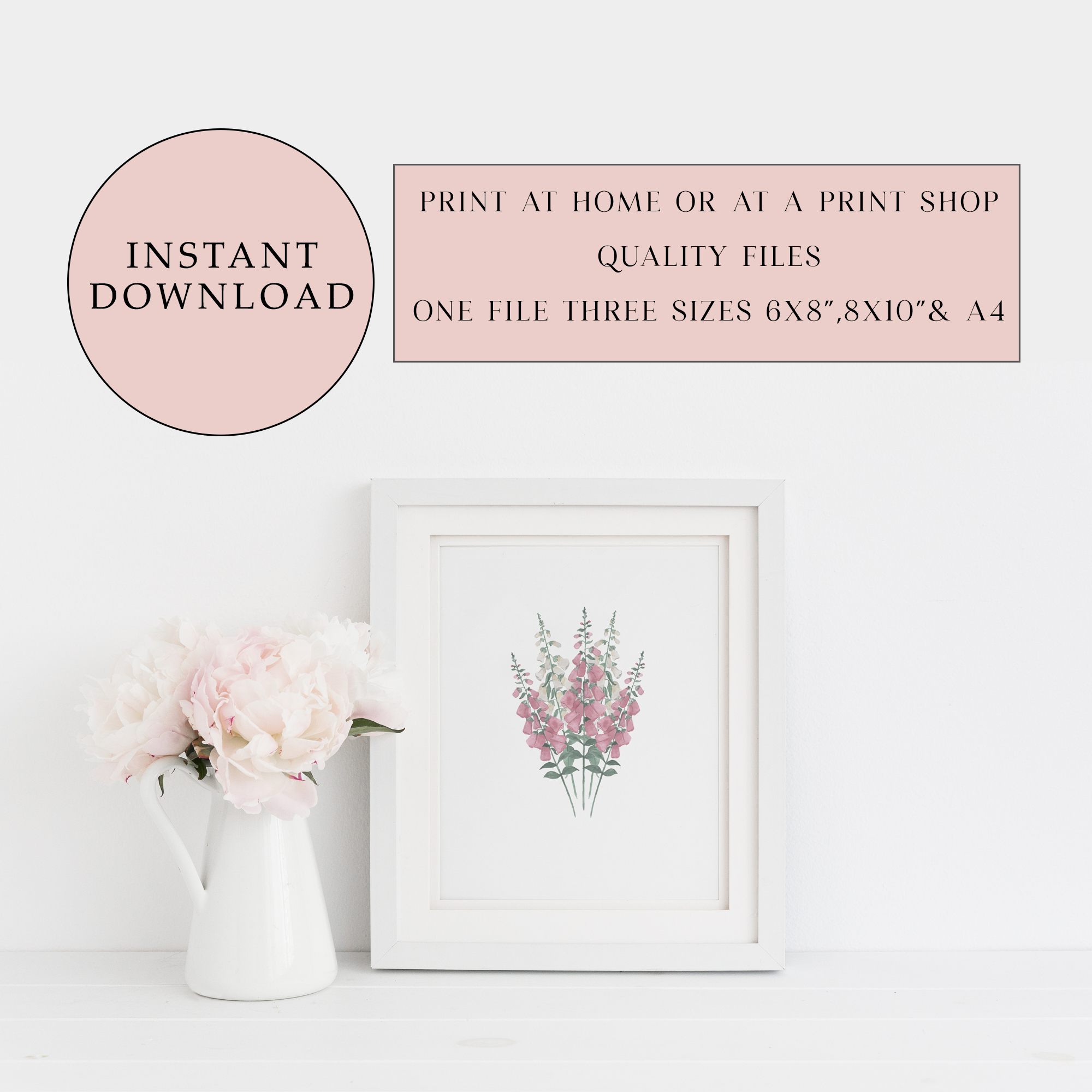 Instant Digital Download – Foxglove Print-Inkberry Calligraphy