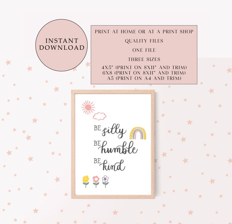 Printable Kids Wall Art-Be Silly -Inkberry Calligraphy